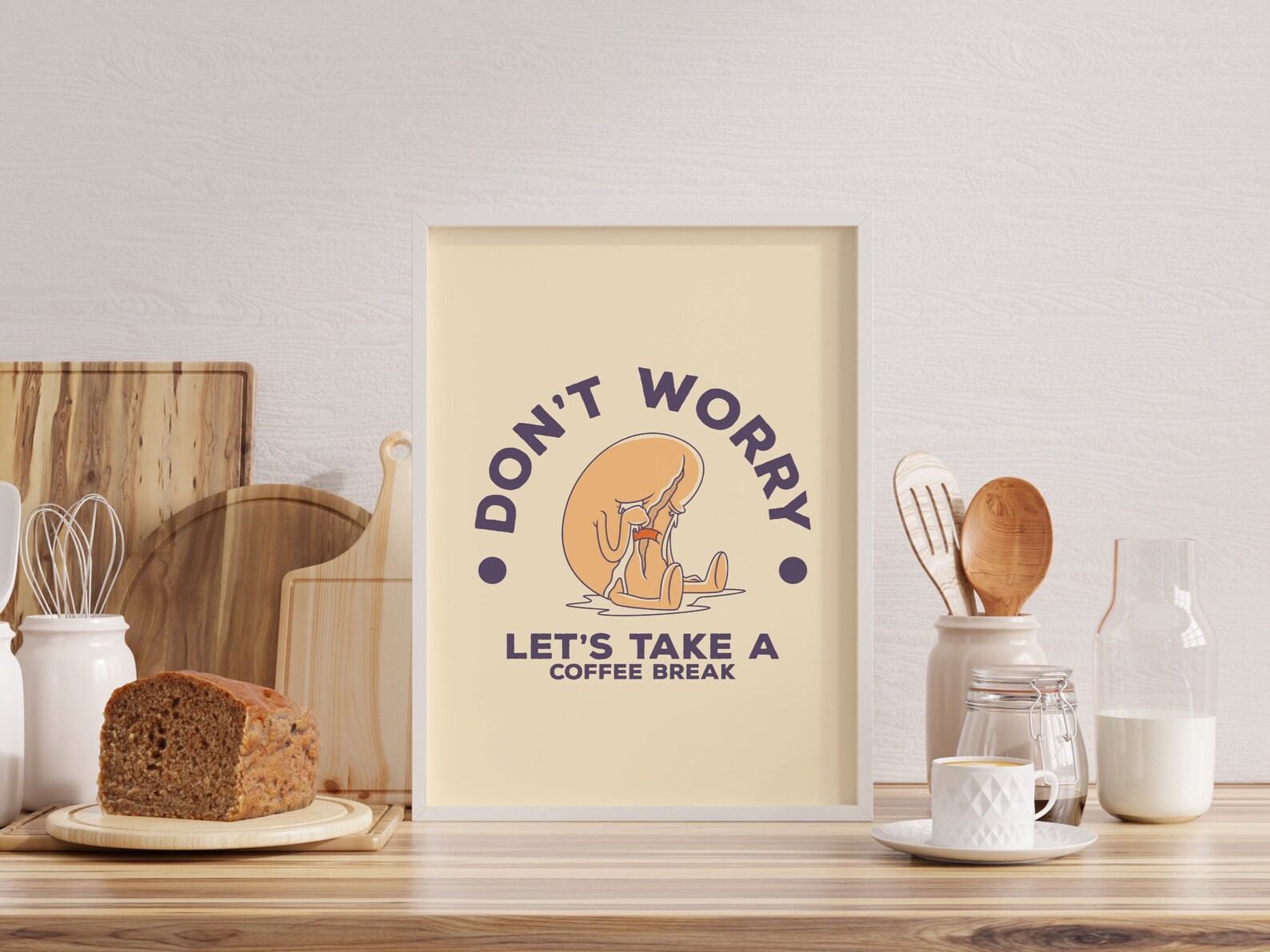 Coffee Break Print, Retro Coffee Cartoon, Retro Cartoon Art, Digital ...