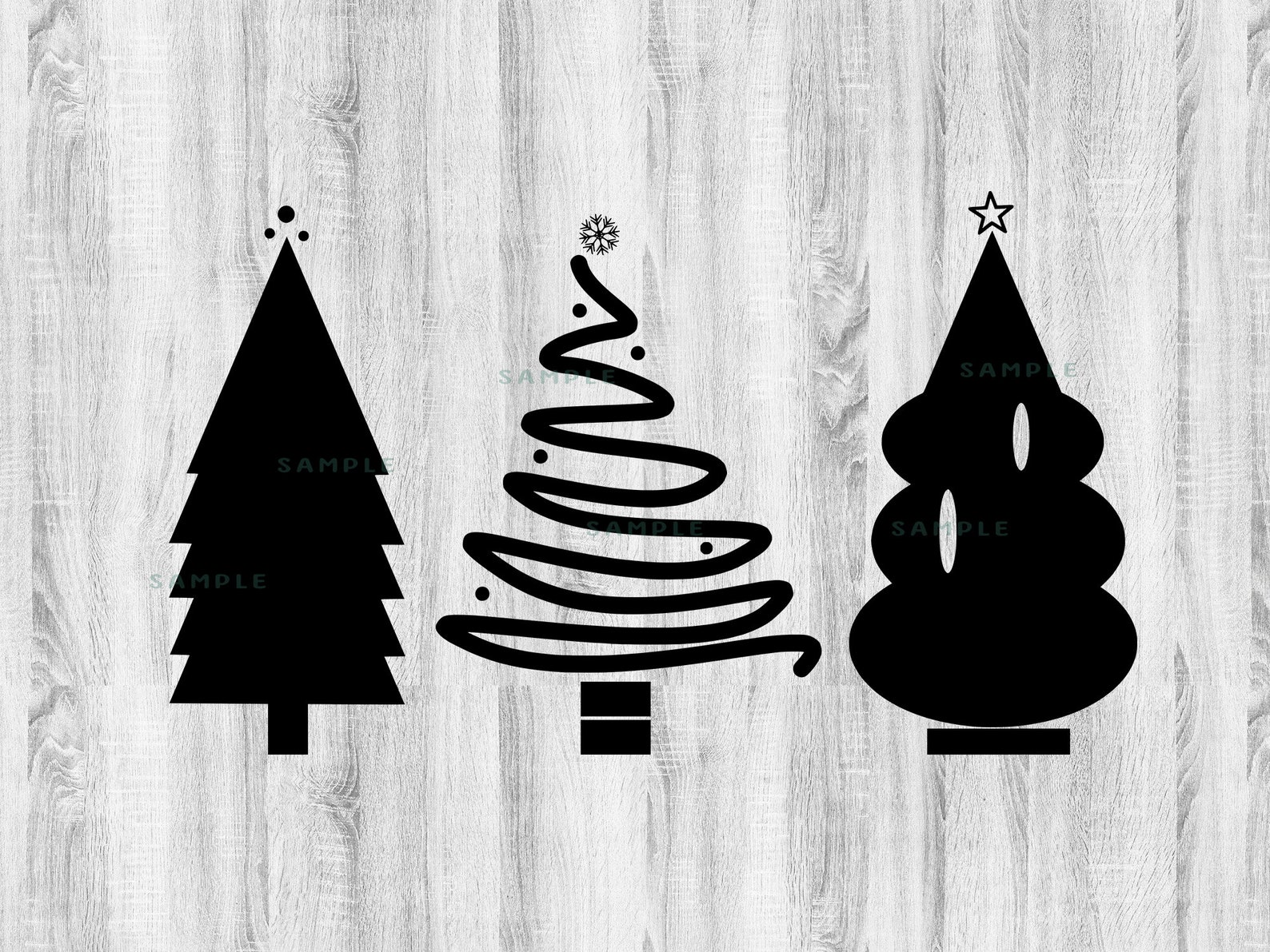 Christmas Tree SVG, Holiday Clipart, Hand Drawn Trees, Christmas Tree ...