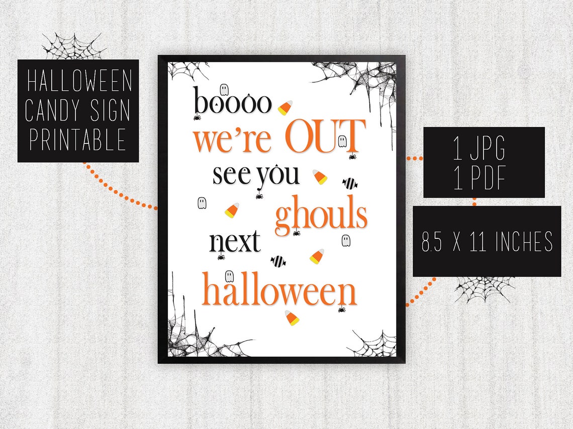 Out of Candy Sign Halloween No More Treats Out of Candy Bowl - Etsy