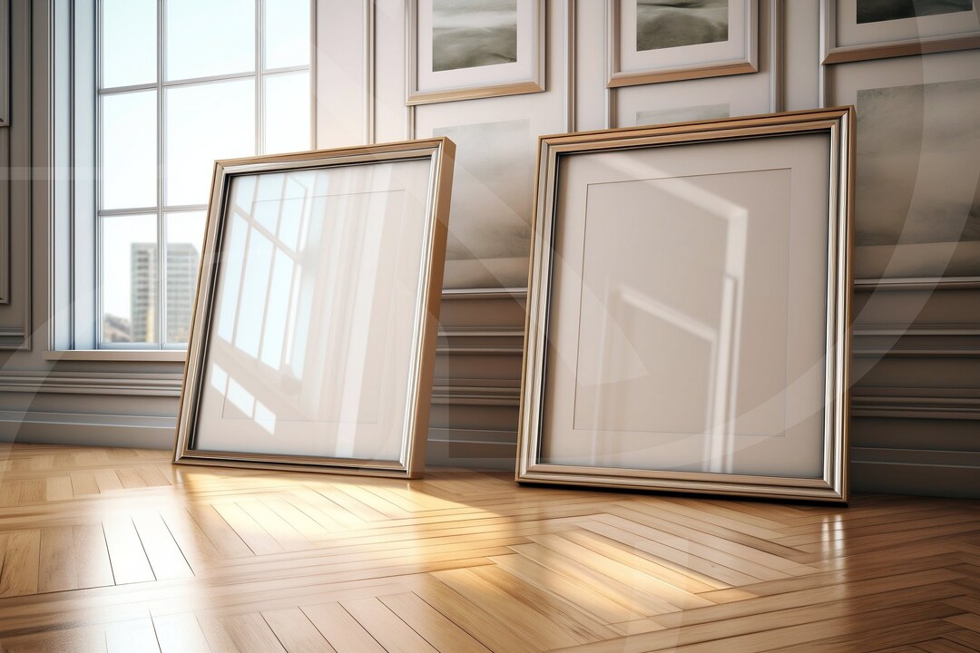 Two Angled Square Frames Mockup Set, Bright Interior Mockup Frame ...