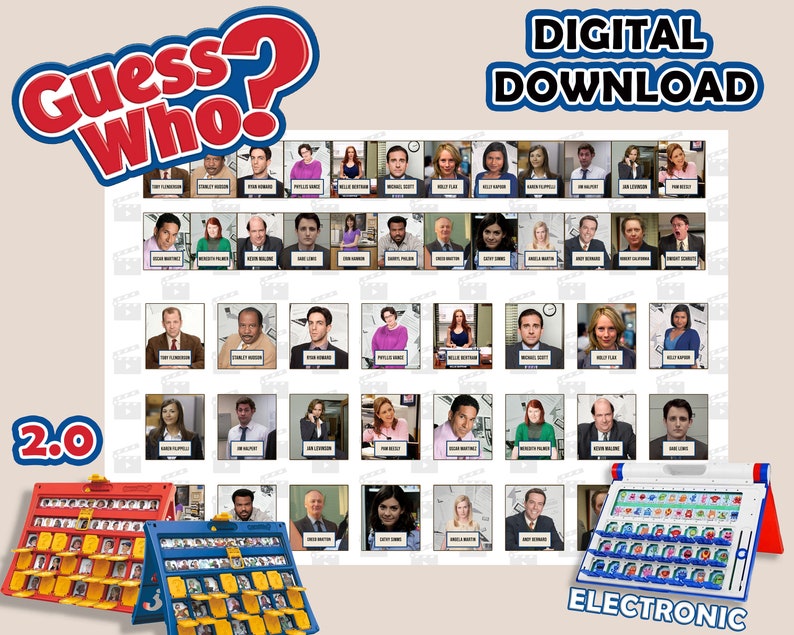 THE OFFICE Guess Who? 2.0 Printable Insert Cards | Digital Download ...