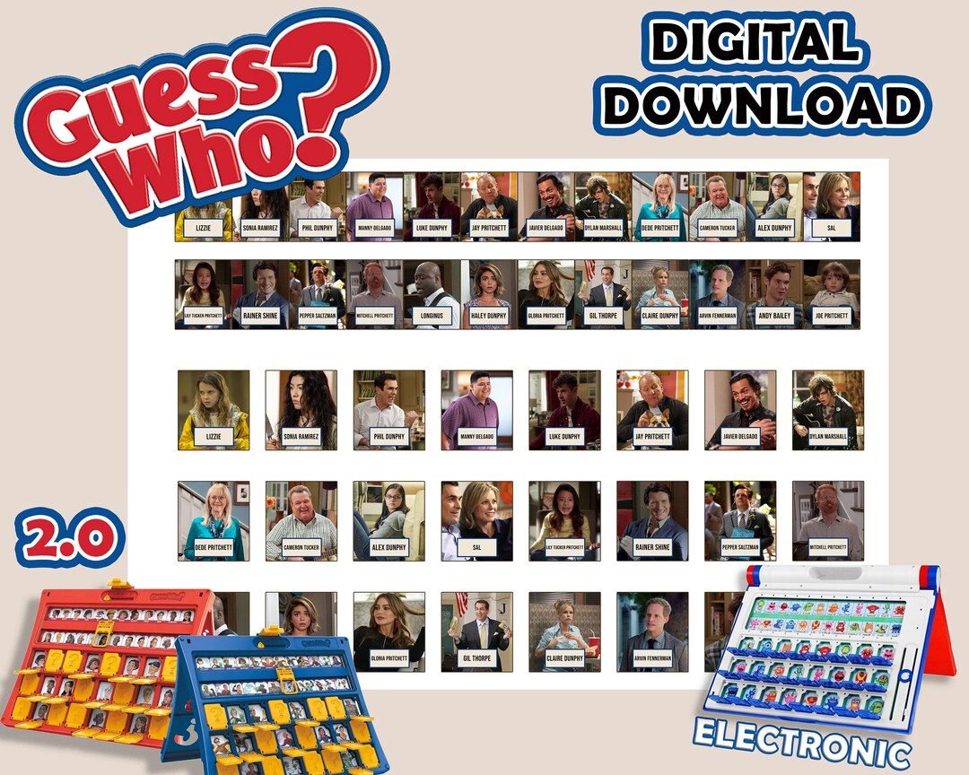 Modern Family Guess Who? 2.0 | Printable Insert Cards | Digital ...