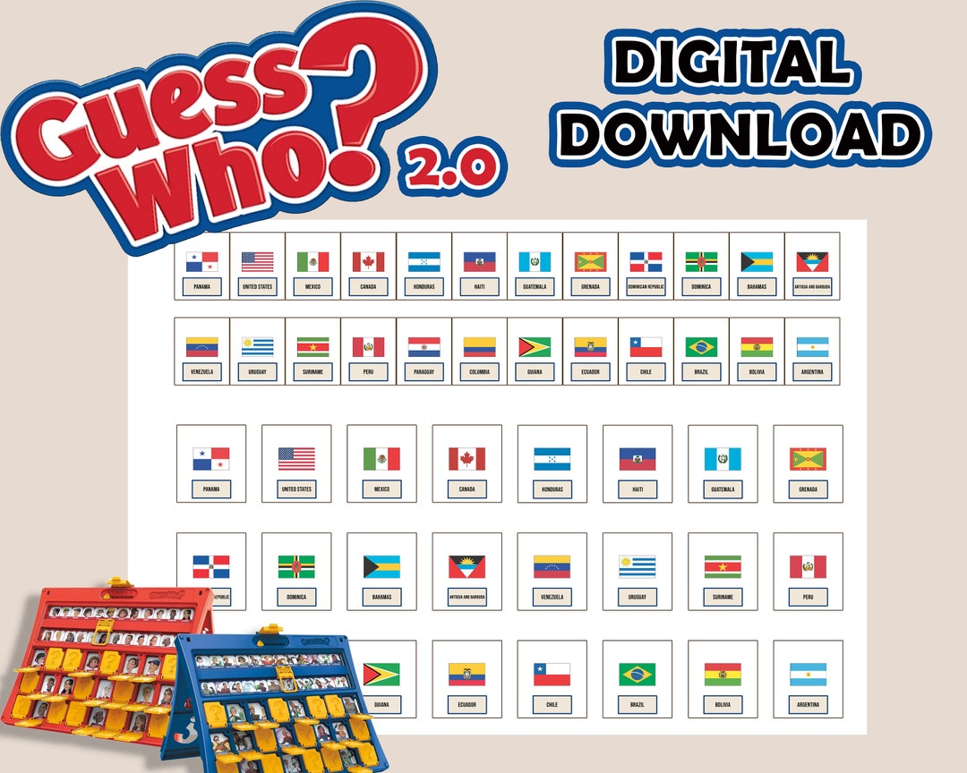 FLAGS AMERICA Guess Who 2.0 Printable Insert Cards Digital - Etsy