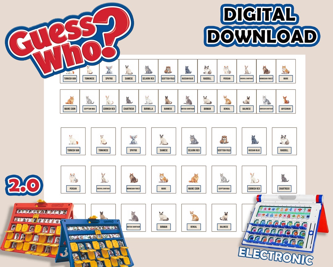 CAT LOVERS V1 Guess Who? 2.0 | Printable Insert Cards | Digital ...