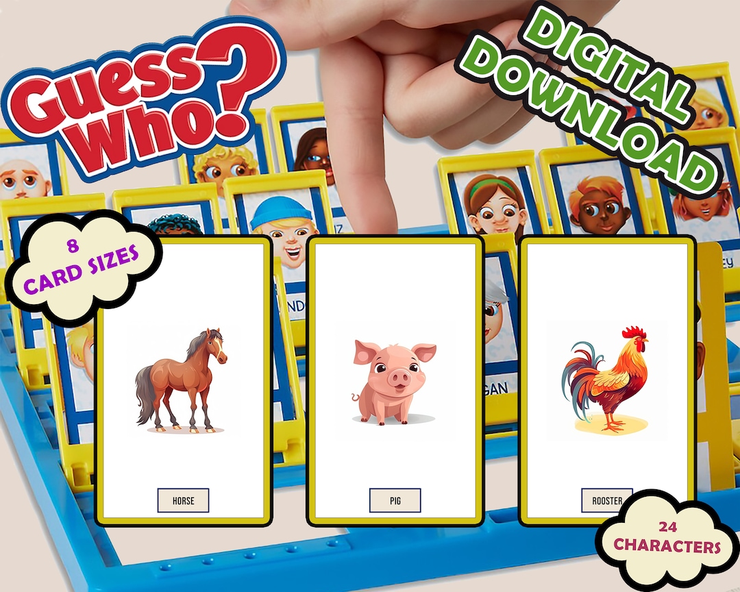 FARM ANIMALS - Printable Guess Who? | Print at Home | Digital Download ...