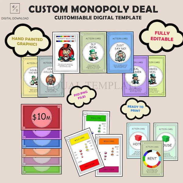 Monopoly Card Template - Etsy