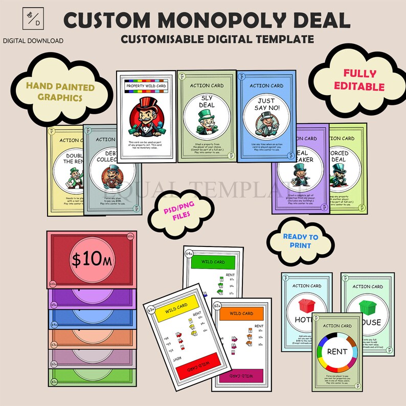 Monopoly Deal Template | Custom Monopoly Template | Download | Fully ...
