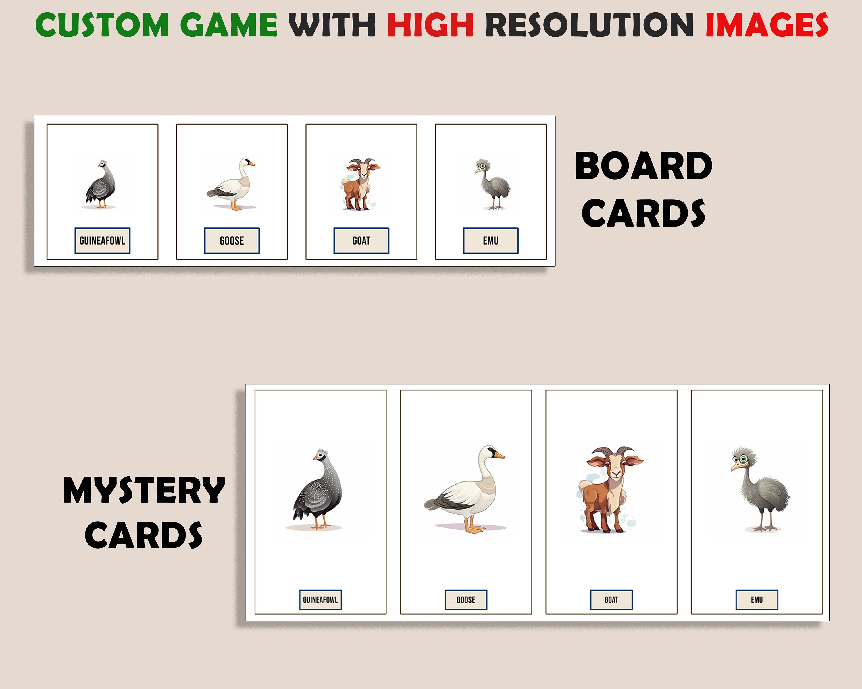 FARM ANIMALS - Printable Guess Who? | Print at Home | Digital Download ...