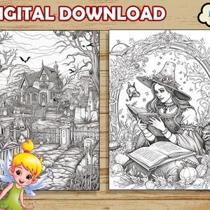 10 X Halloween Coloring Pages A4 Printable Witch Pumpkin - Etsy