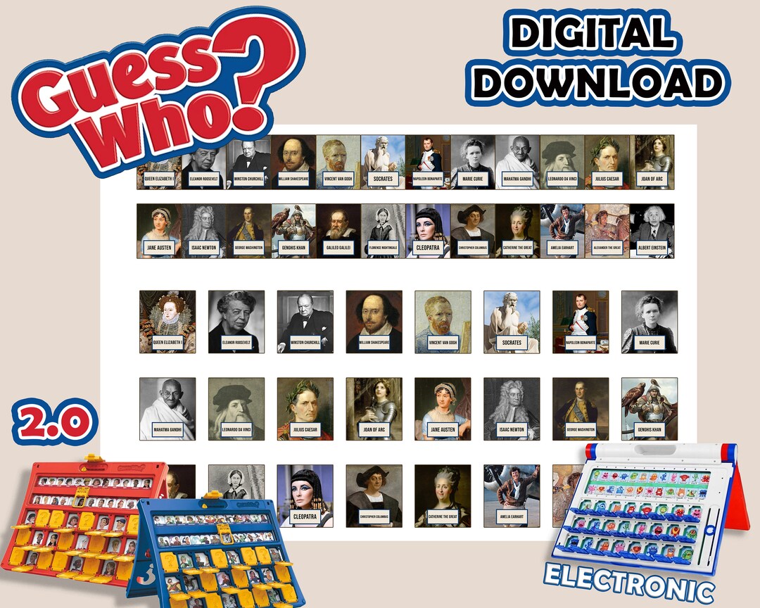 History Characters V1 Guess Who? 2.0 Printable Insert Cards | Digital ...
