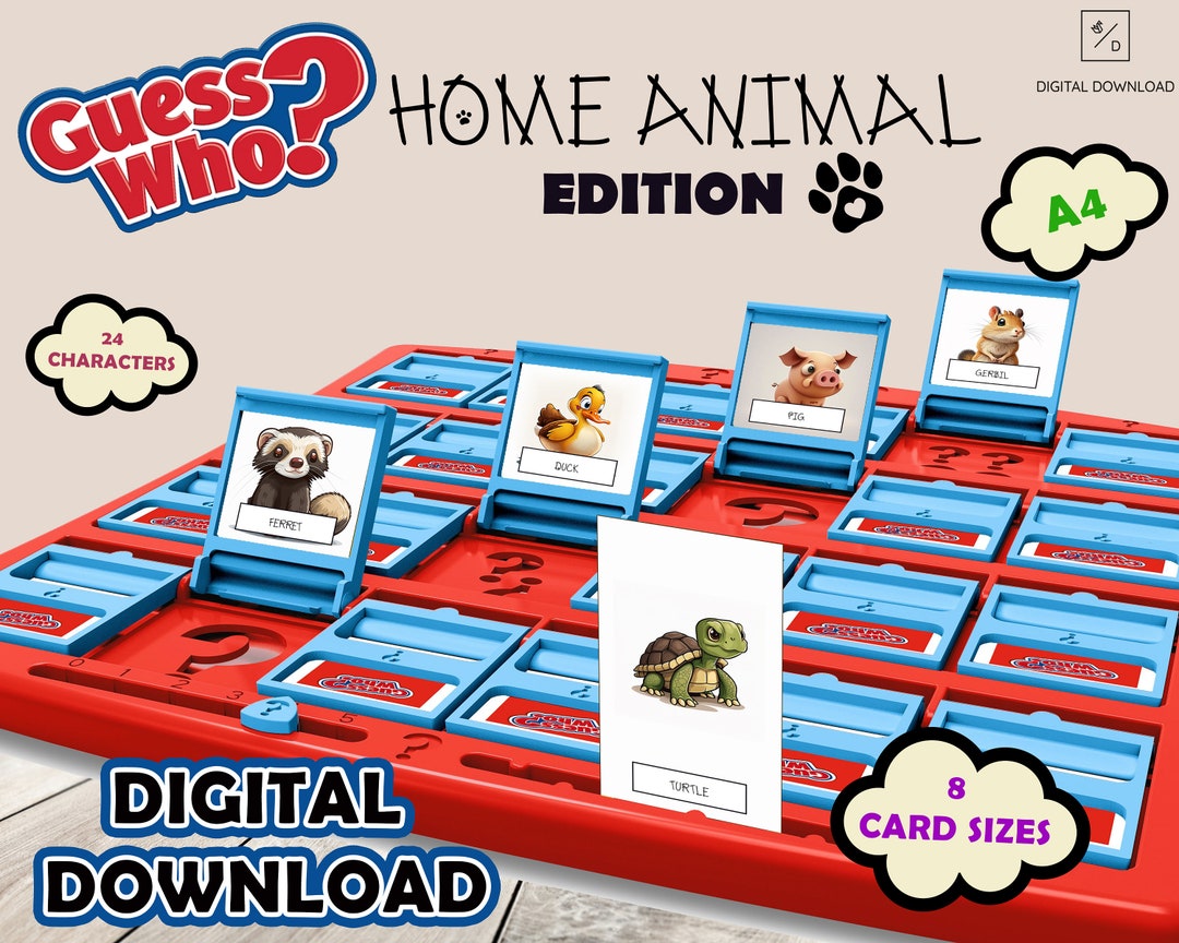 Home Animal Guess Who? | Printable Insert Cards | Digital Download ...