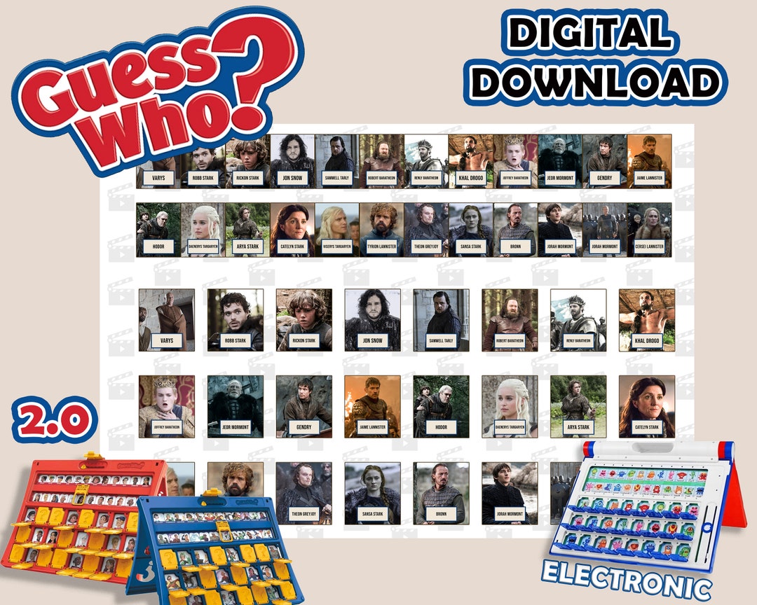 Game of Thrones Guess Who? 2.0 | Printable Insert Cards | Digital ...