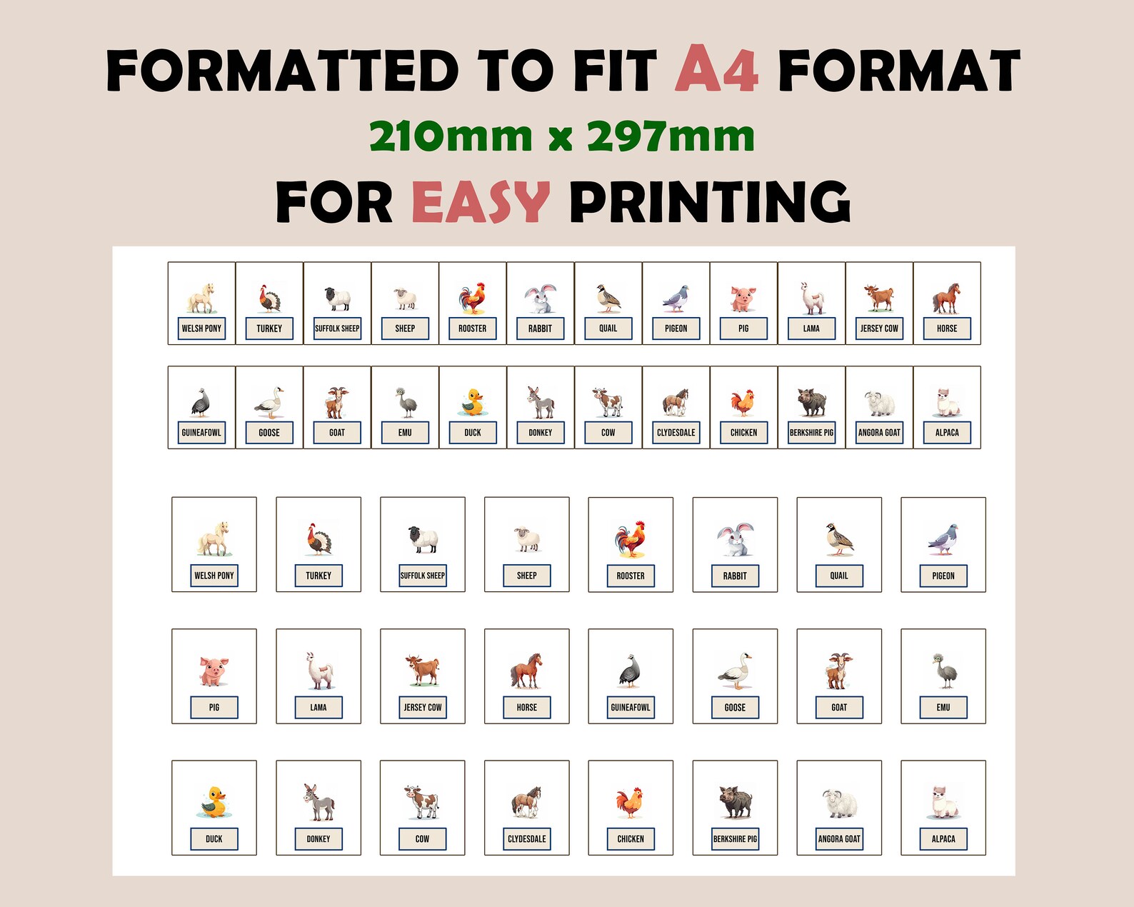 Farm Animals Guess Who? 2.0 | Printable Insert Cards | Digital Download ...