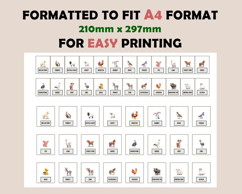 Farm Animals Guess Who 2.0 Printable Insert Cards Digital Download ...