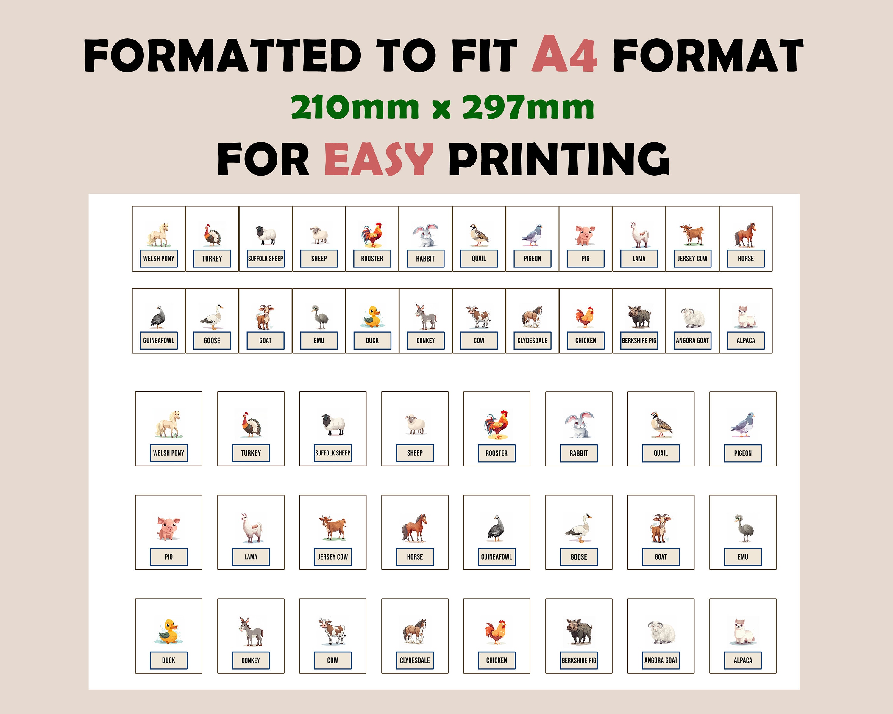 Farm Animals Guess Who? 2.0 | Printable Insert Cards | Digital Download ...