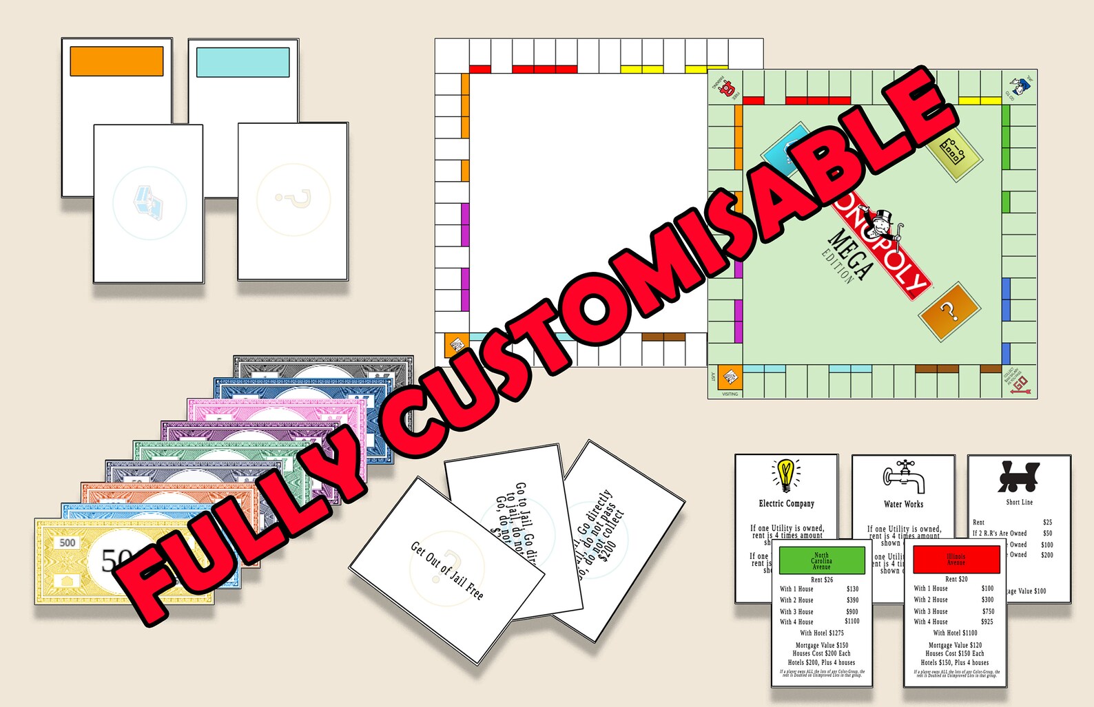 Custom MEGA Monopoly Template Online Editor Jettemplate Download Bonus ...