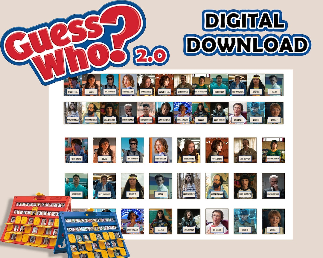Stranger Things Guess Who 2.0 Printable Insert Cards - Etsy