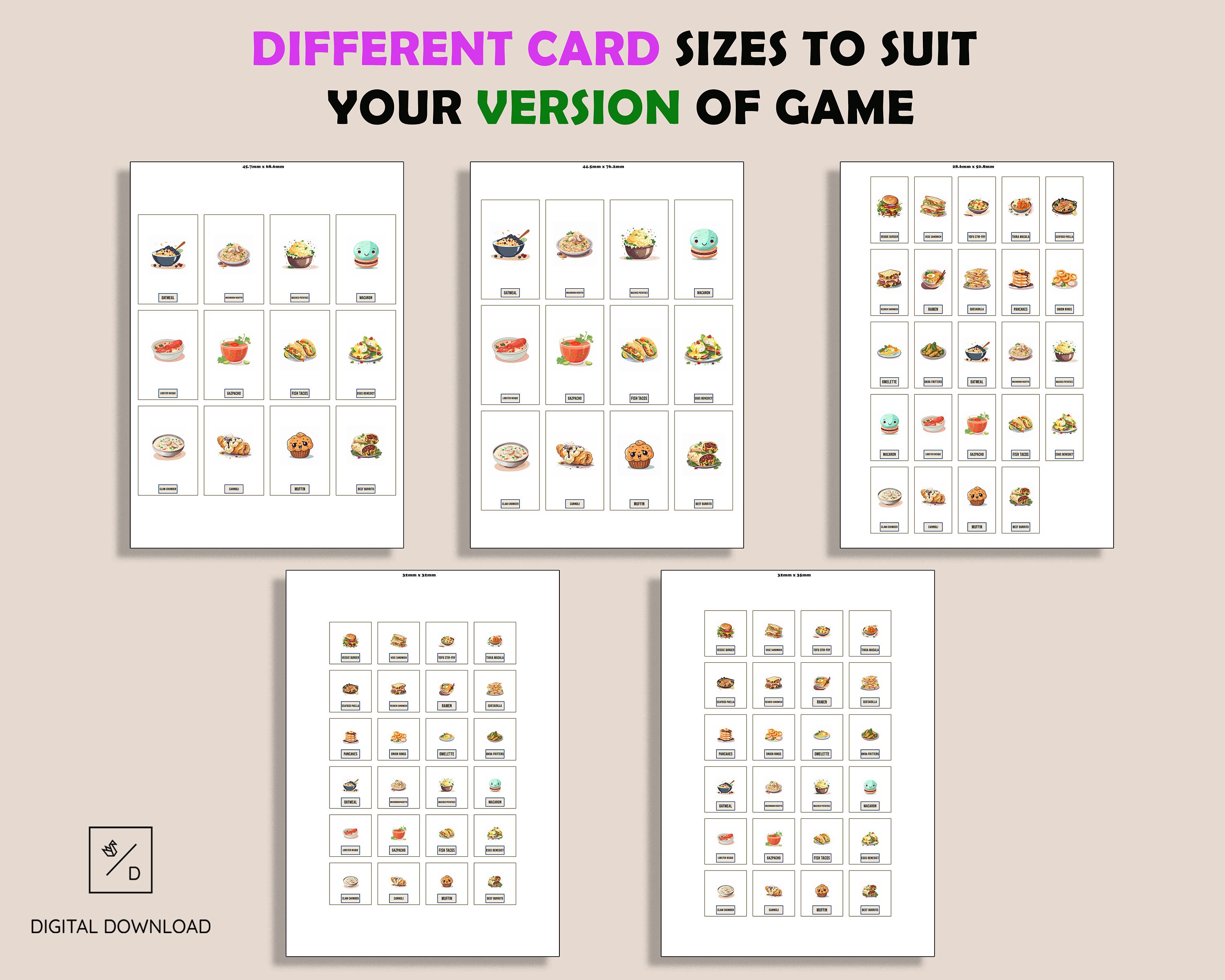 FOOD V1 Guess Who Printable Insert Cards Digital Download Print at Home ...