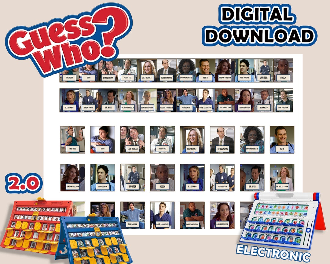 SCRUBS Guess Who? 2.0 Printable Insert Cards | Digital Download | Print ...