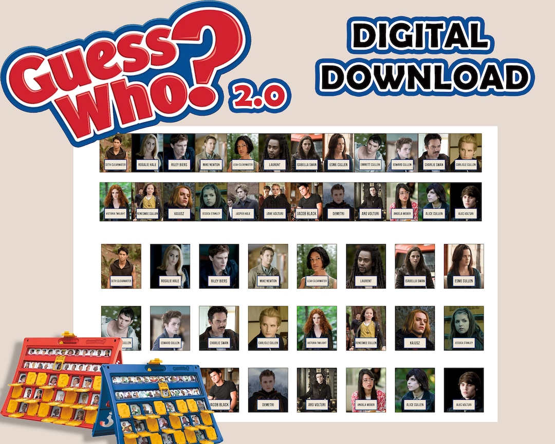 TWILIGHT Guess Who 2.0 Printable Insert Cards Digital - Etsy