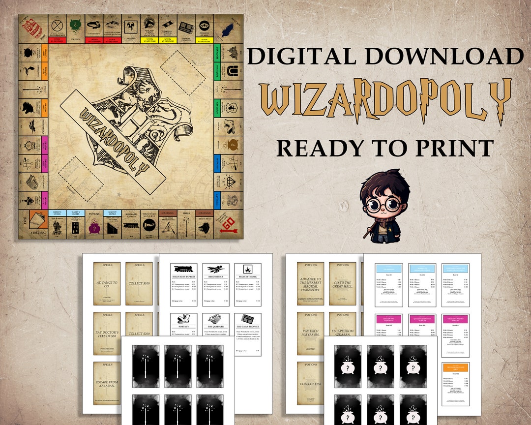 Wizardopoly | Custom Monopoly | HP Monopoly | Digital Download | Ready ...