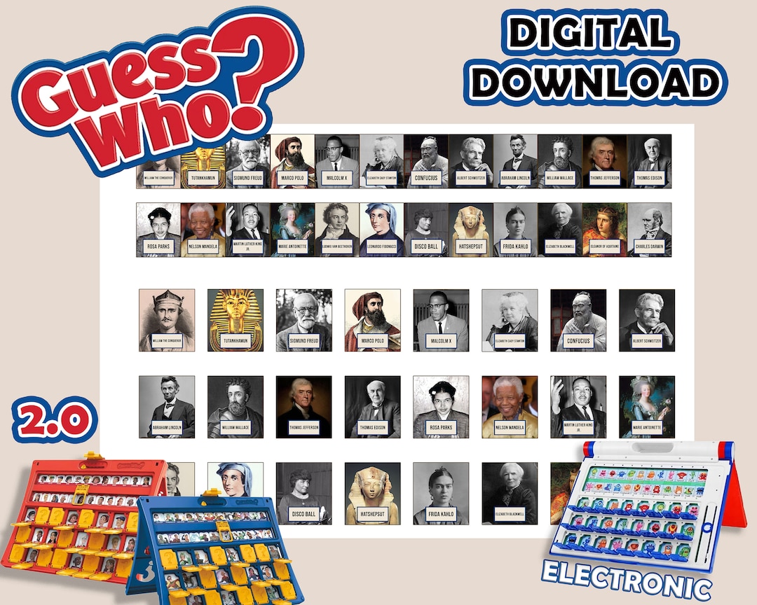 History Characters V2 Guess Who? 2.0 Printable Insert Cards | Digital ...