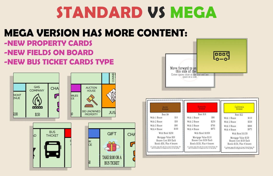 Custom MEGA Monopoly Template Online Editor Jettemplate - Etsy