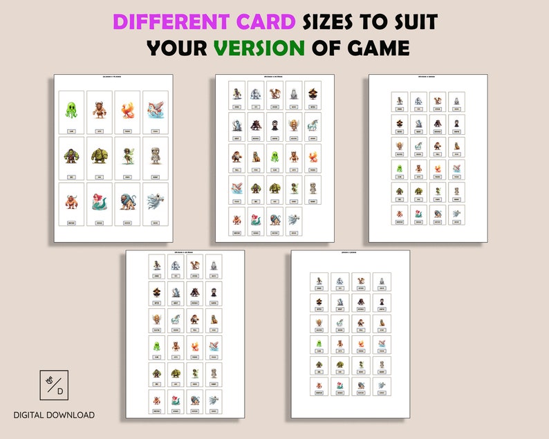 Fantasy Creatures V1 Guess Who Printable Insert Cards Digital Download ...