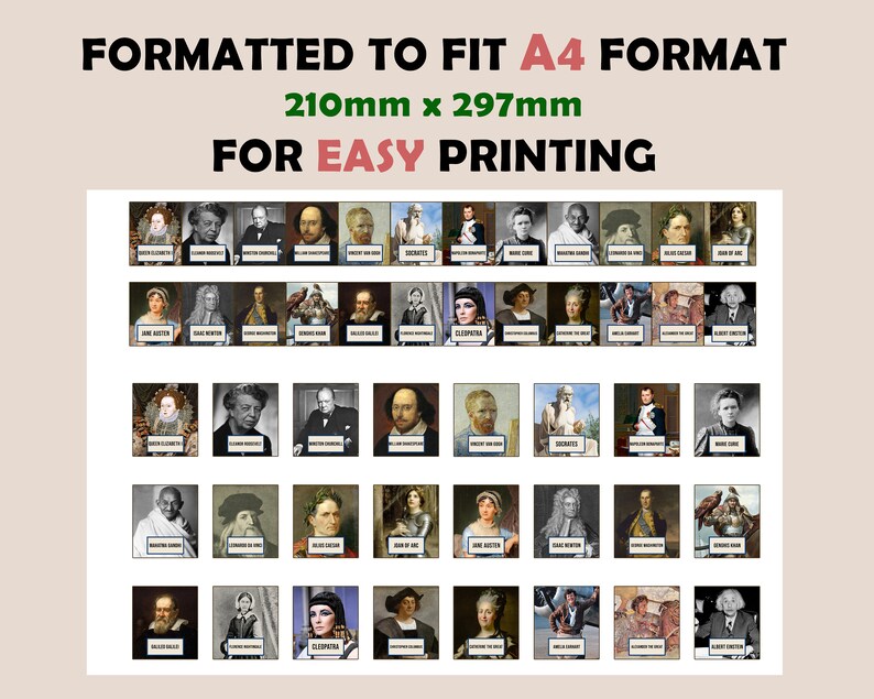 History Characters V1 Guess Who? 2.0 Printable Insert Cards | Digital ...