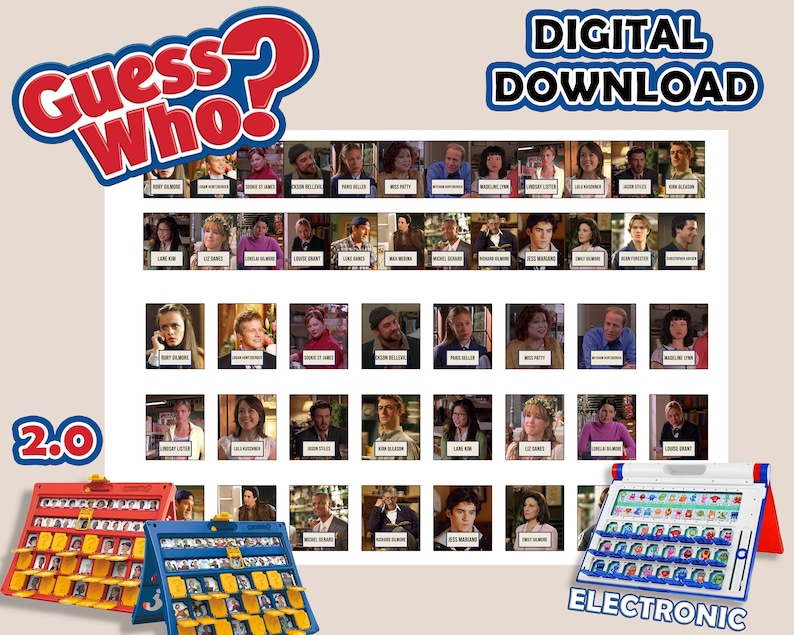 GILMORE GIRLS Guess Who 2.0 Printable Insert Cards Digital Download ...
