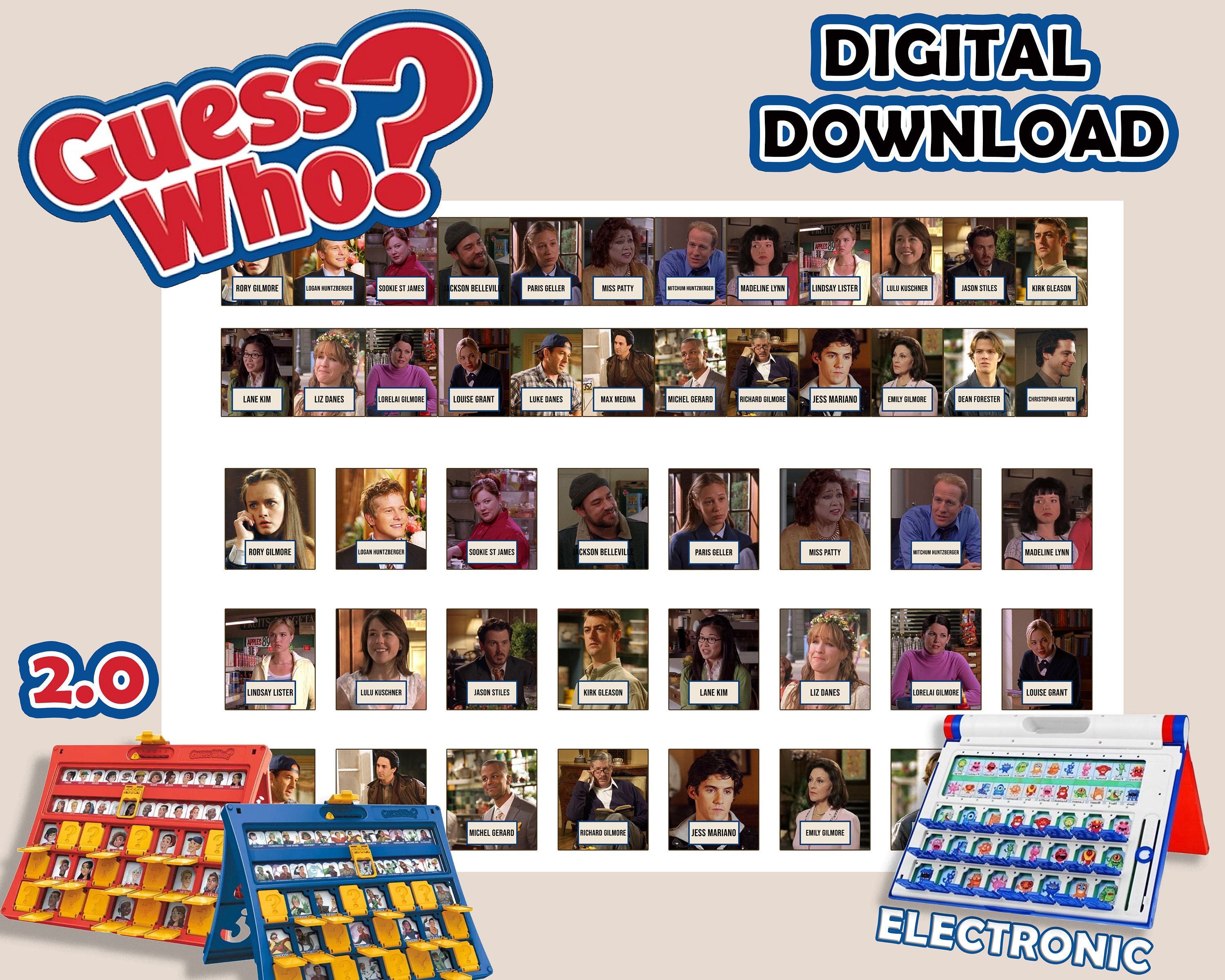 GILMORE GIRLS Guess Who 2.0 Printable Insert Cards Digital Download ...