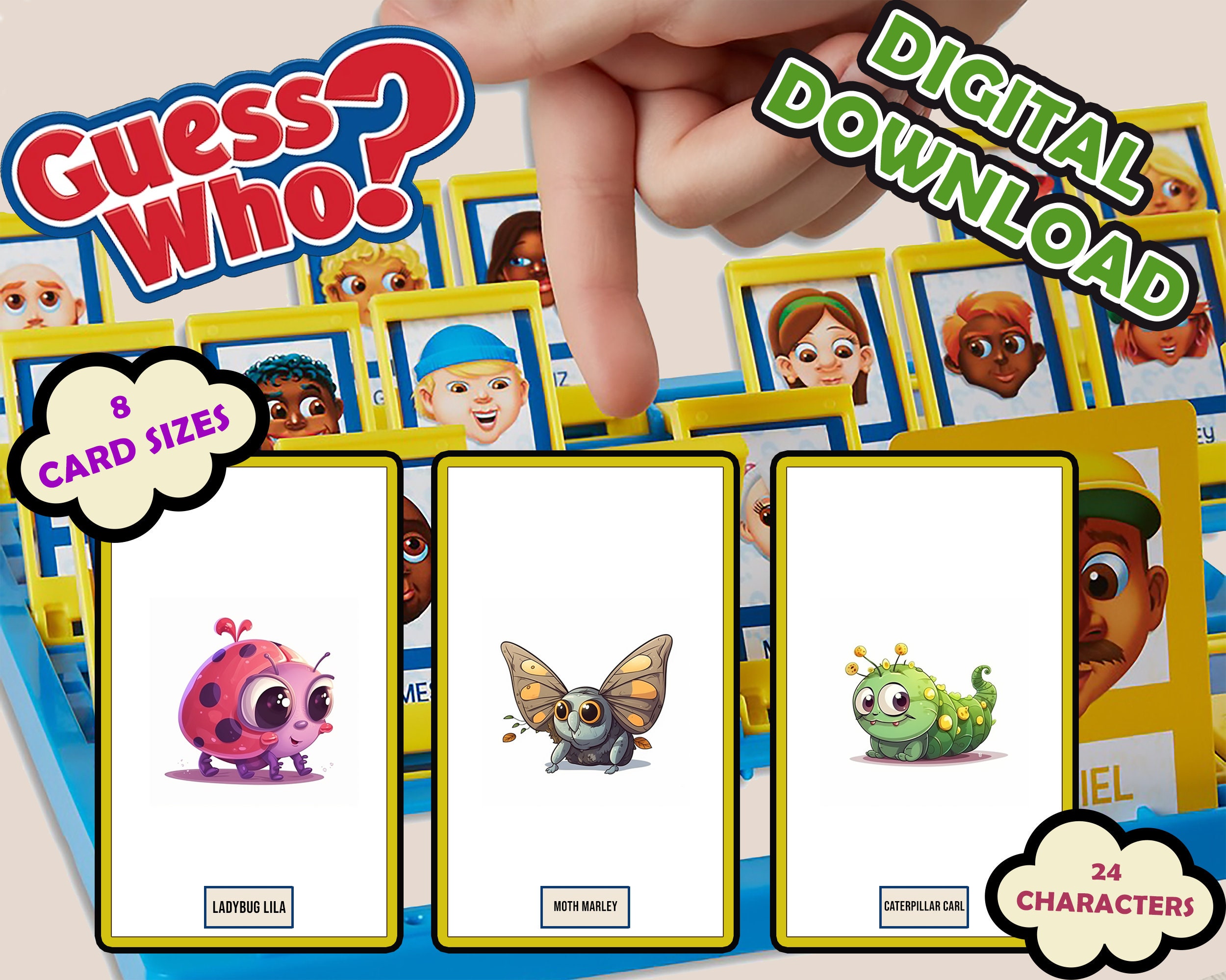 Insect Safari Guess Who Printable Insert Cards Digital - Etsy
