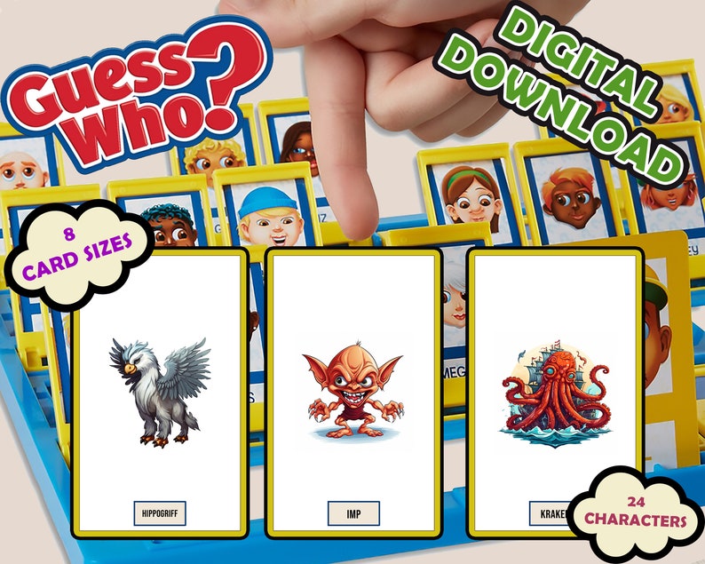 Fantasy Creatures V2 Guess Who Printable Insert Cards Digital Download ...