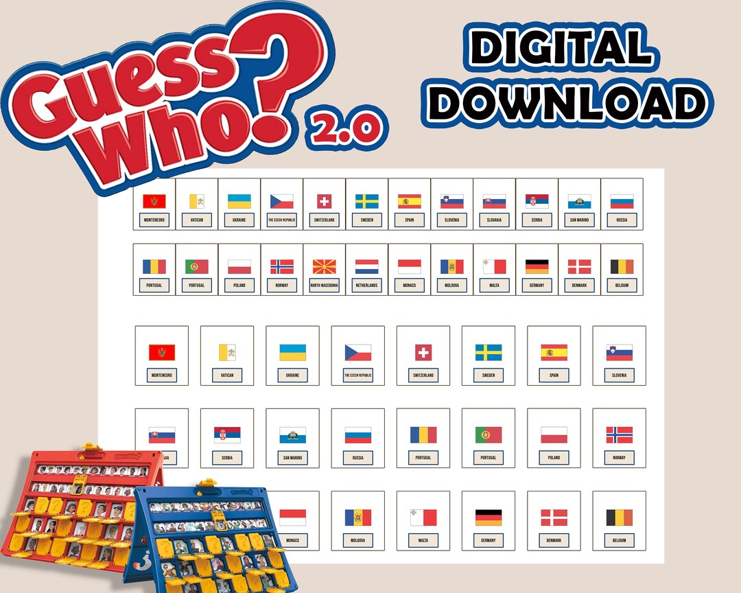 FLAGS EUROPE V2 Guess Who? 2.0 Printable Insert Cards | Digital ...