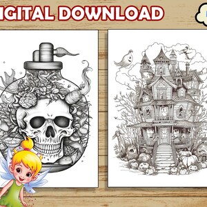 10 X Halloween Coloring Pages A4 Printable Witch Pumpkin - Etsy
