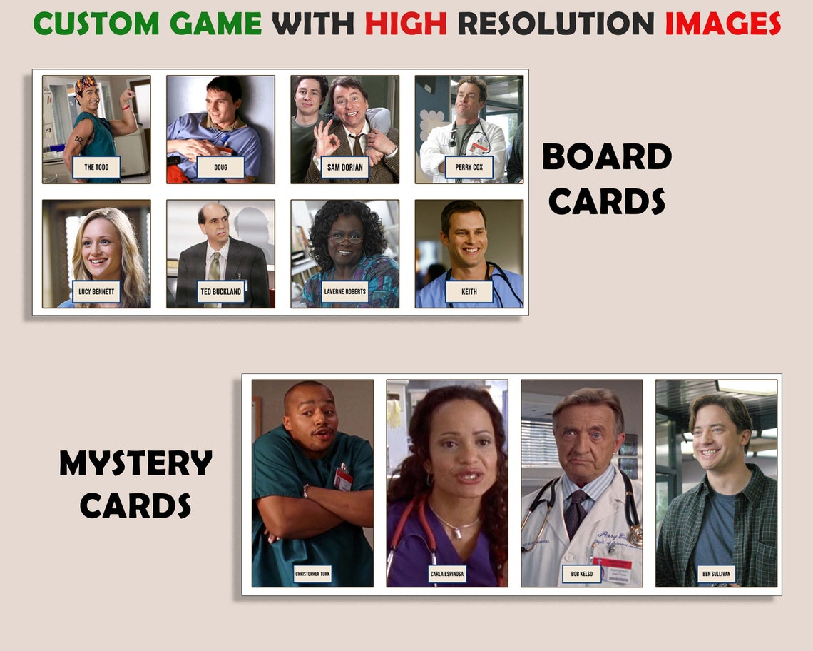 SCRUBS Printable Guess Who Print at Home Digital Download TV Series ...