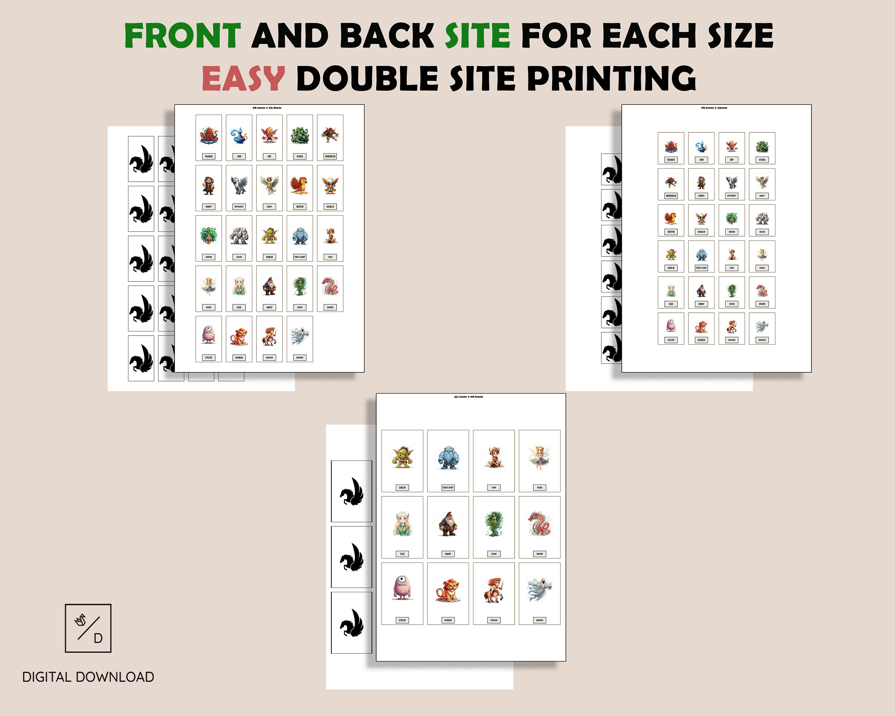 Fantasy Creatures V2 Guess Who Printable Insert Cards Digital Download ...