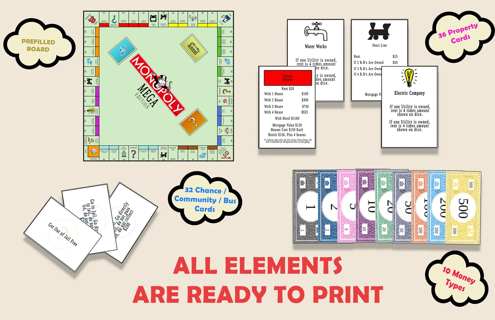 Custom MEGA Monopoly Template Online Editor Jettemplate - Etsy