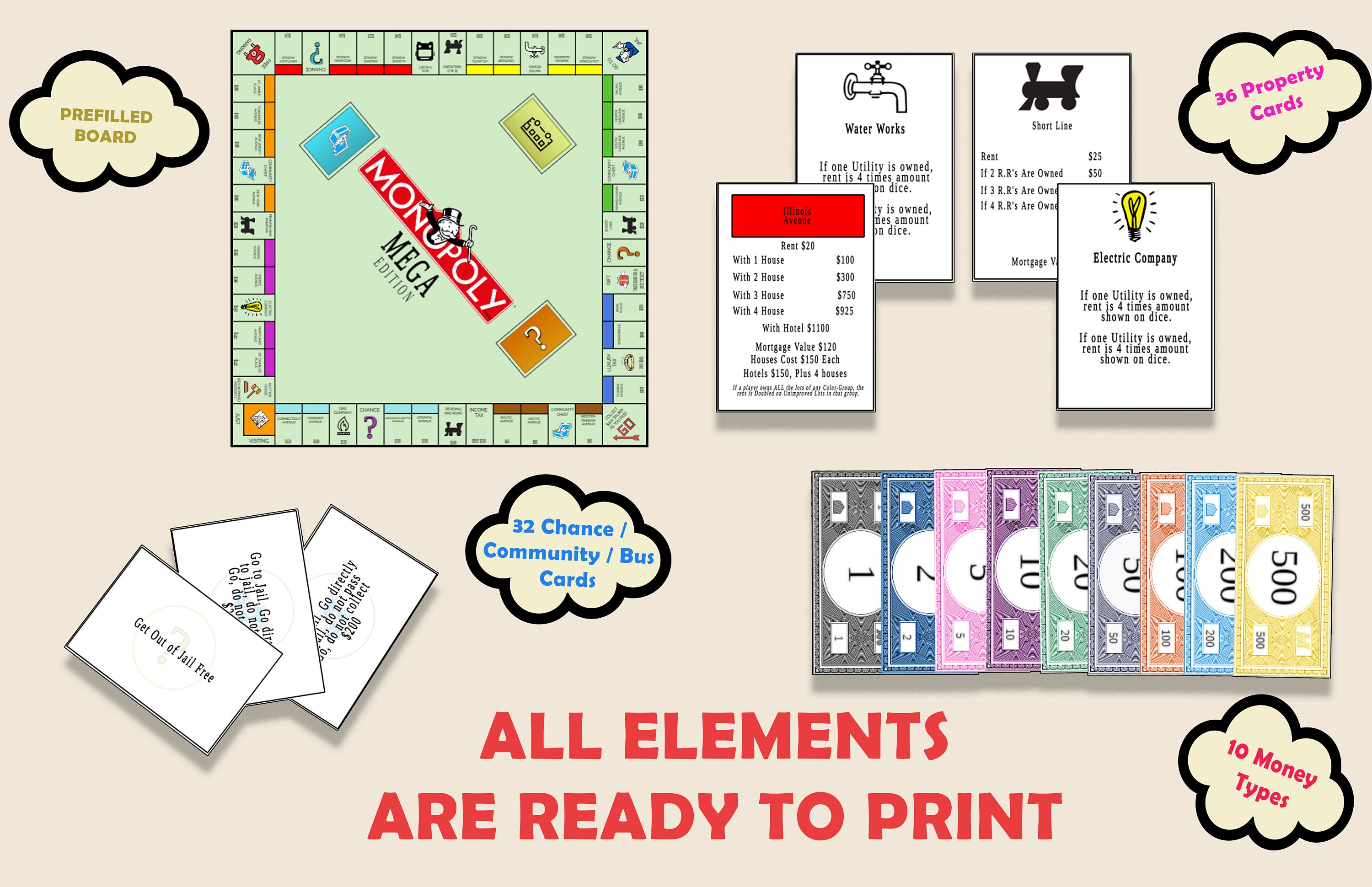 Custom MEGA Monopoly Template Online Editor Jettemplate - Etsy