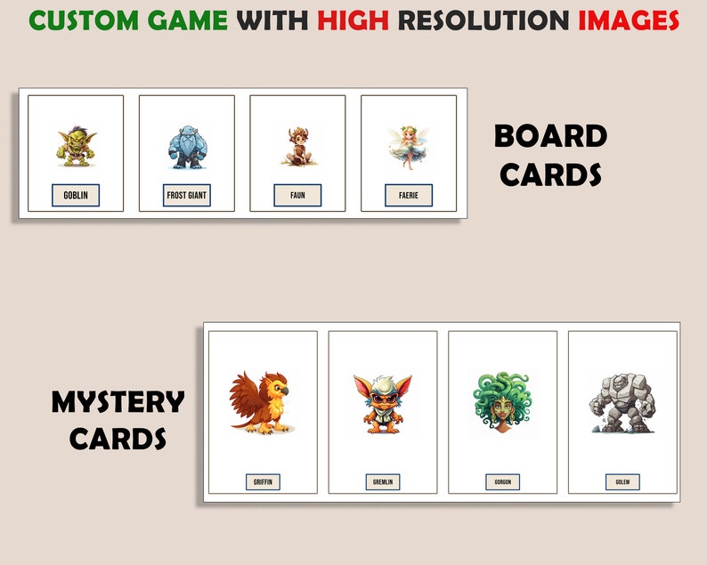 Fantasy Creatures V2 Guess Who Printable Insert Cards Digital Download ...