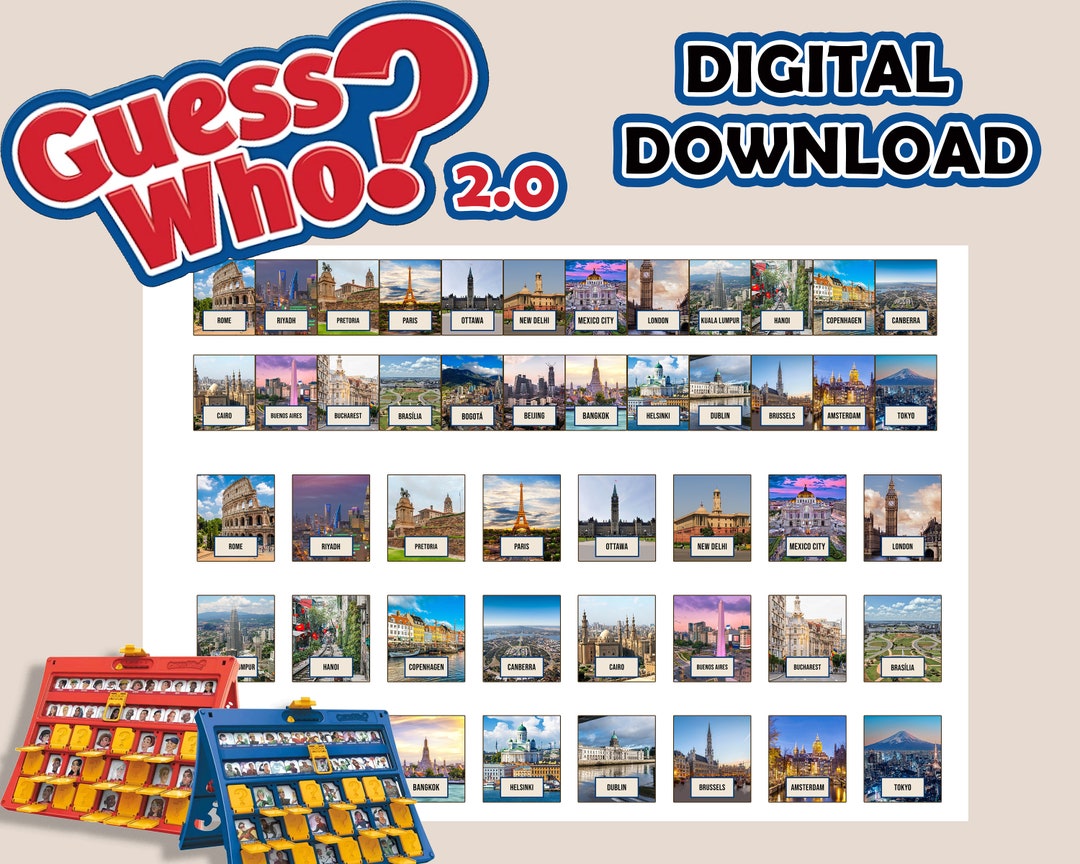 CAPITALS V1 Guess Who? 2.0 Printable Insert Cards | Digital Download ...