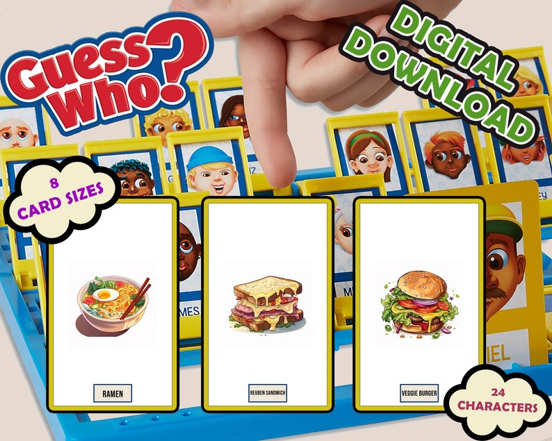 FOOD V1 Guess Who Printable Insert Cards Digital Download Print at Home ...