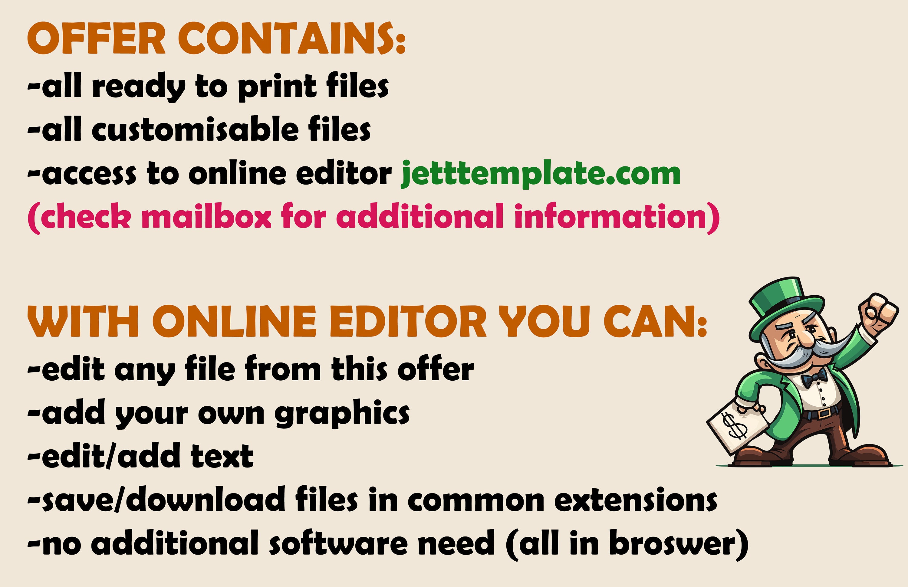 Custom MEGA Monopoly Template Online Editor Jettemplate Download Bonus ...