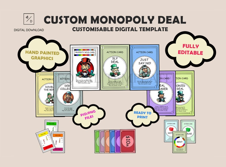 Monopoly Deal Template | Custom Monopoly Template | Download | Fully ...