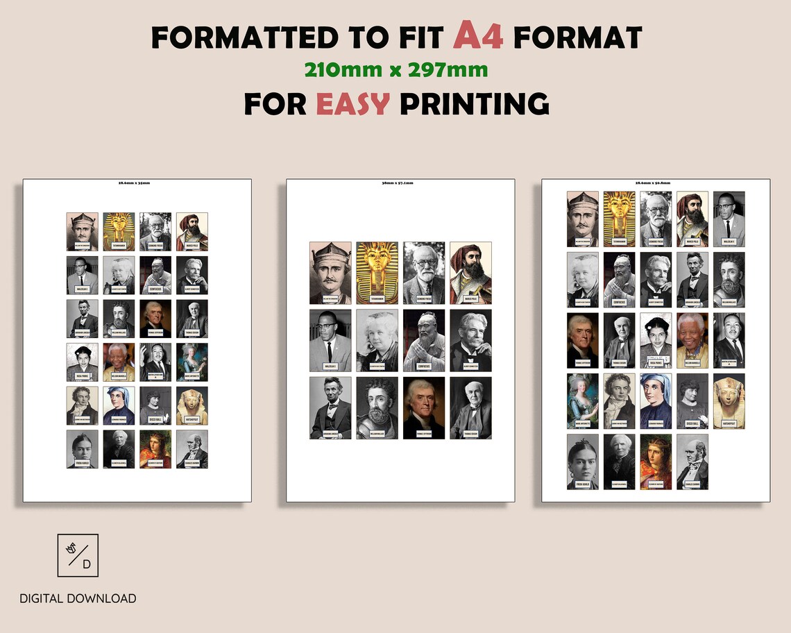 History Characters V2 Printable Guess Who Print at Home - Etsy