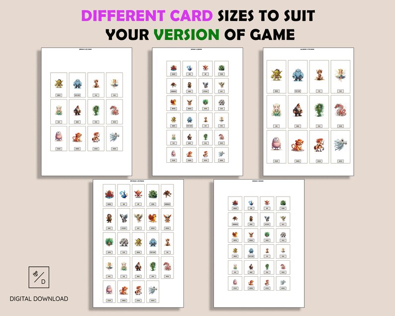 Fantasy Creatures V2 Guess Who Printable Insert Cards Digital Download ...