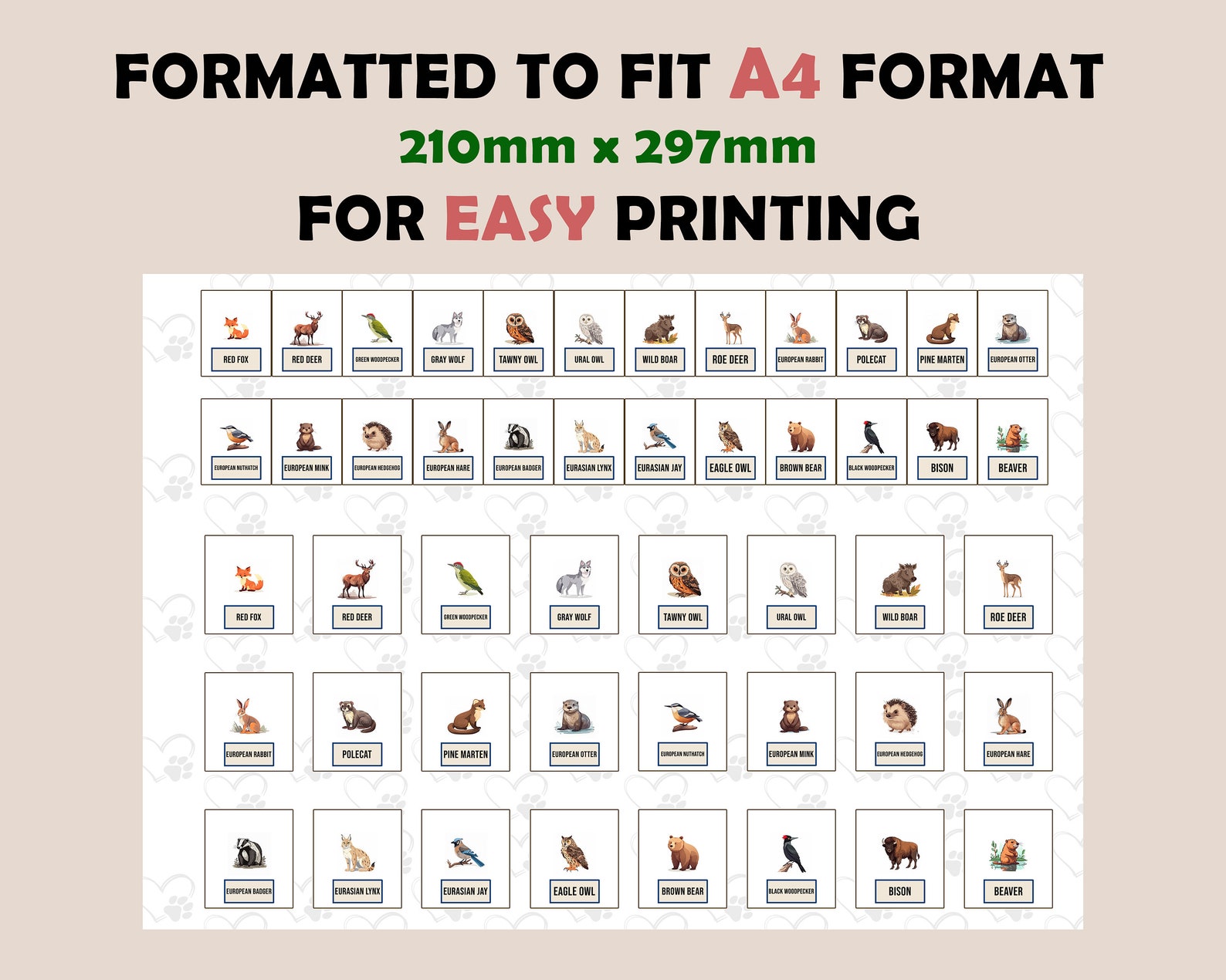 Forest Animals Guess Who 2.0 Printable Insert Cards Digital Download ...