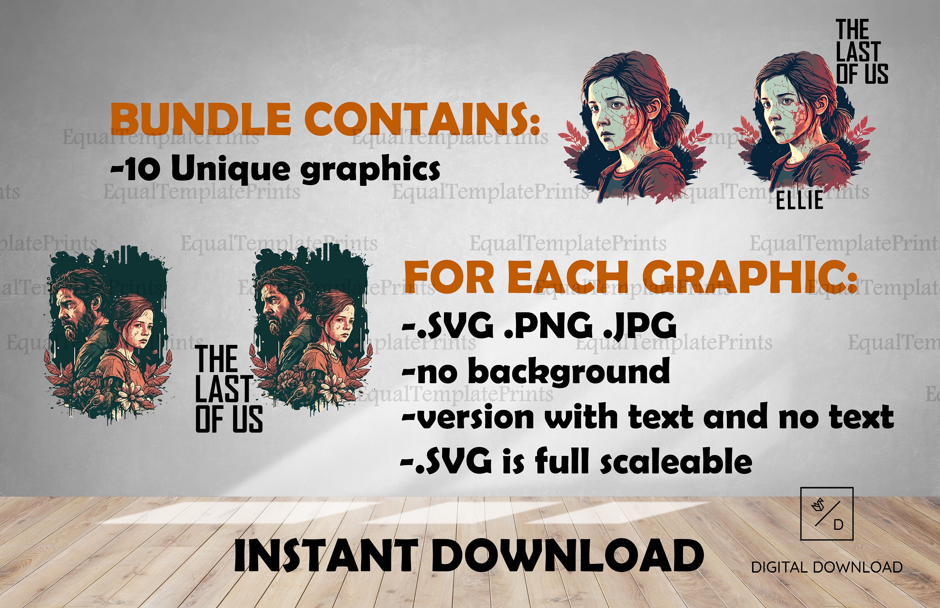 10 X BUNDLE the Last of Us SVG Sticker Printable - Etsy