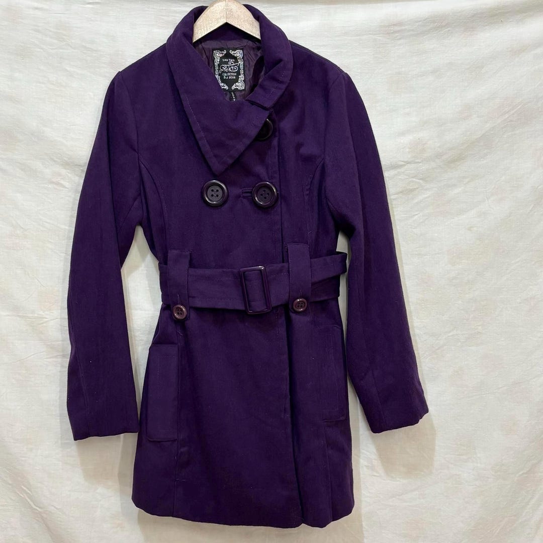 Vtg Y2K Royal Purple Mod Style Yorki Coat Sz XL - Etsy