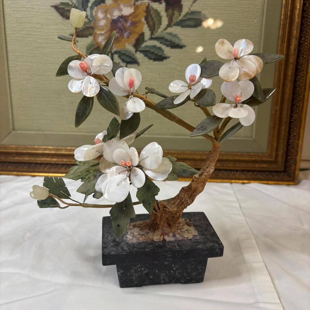 Vintage Stone Cherry Blossom Bonsai Tree Etsy